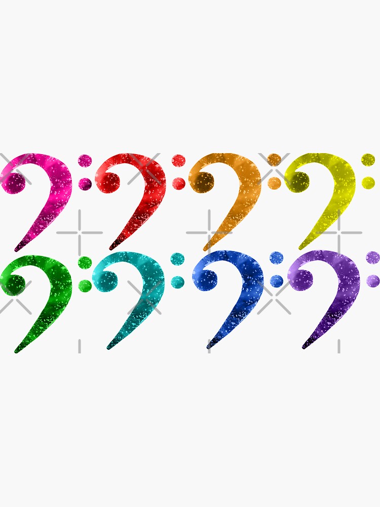 Watercolor Music Bass Clef In Rainbow Sticker By Tnbtees Redbubble