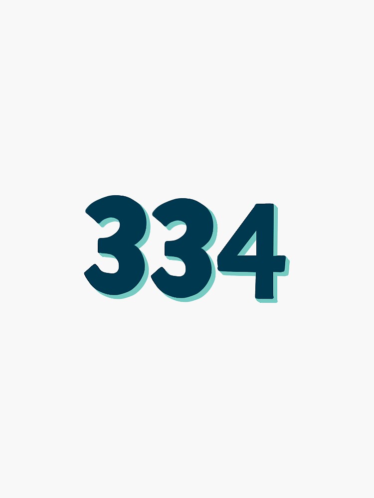 "334 area code" Sticker for Sale by sarahkcrawford | Redbubble