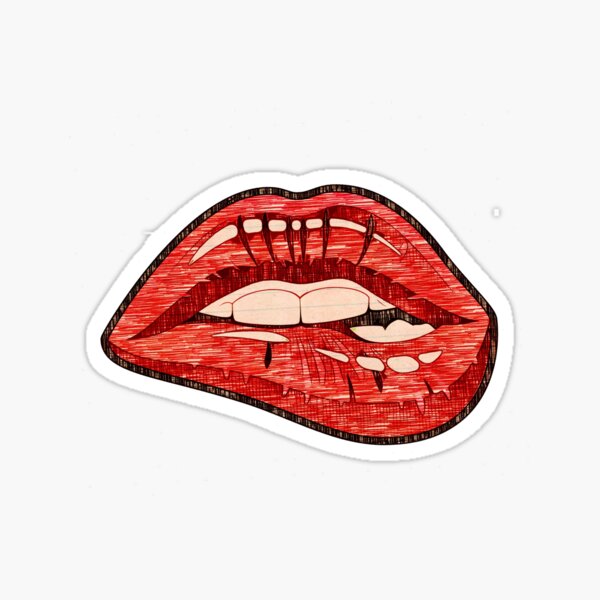 "Biting lip" Sticker by Monkey204 | Redbubble