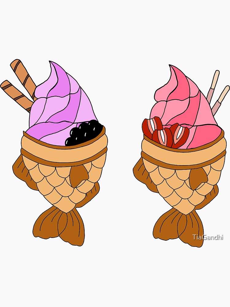 "Soft Serve Taiyaki 2pc" Sticker by TiaGandhi | Redbubble