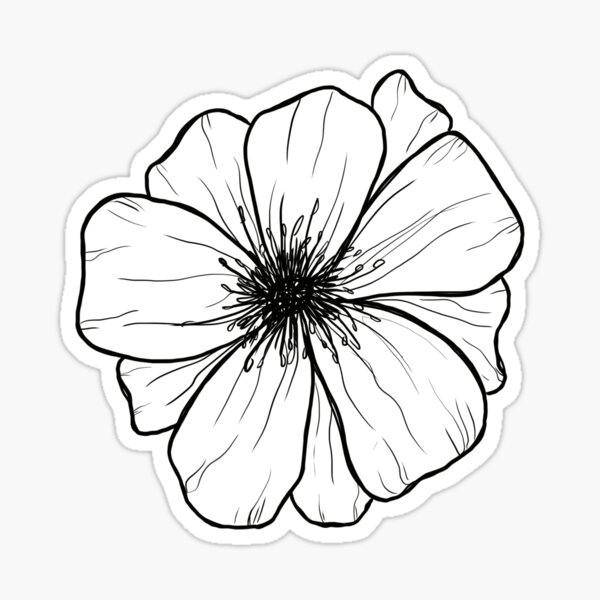 "Simple Black and White Flower Sticker " Sticker for Sale by ...