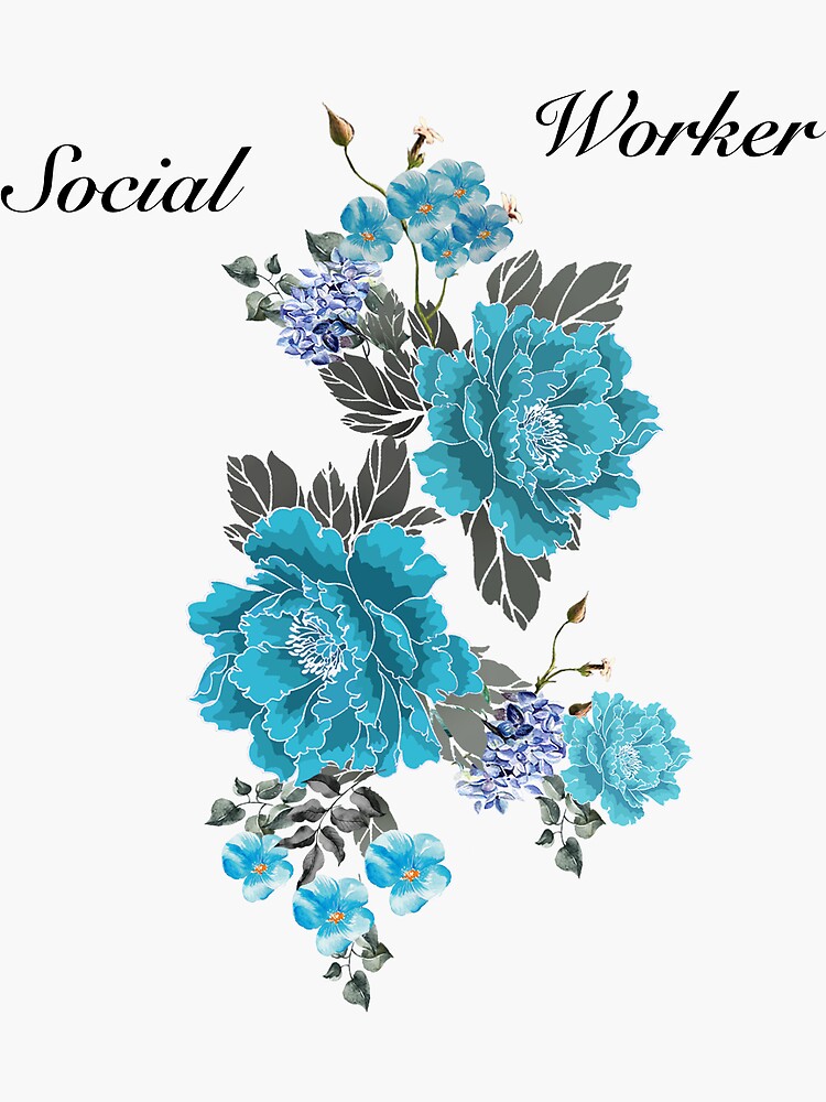 "Floral Social Worker Design " Sticker for Sale by darkrose23 | Redbubble