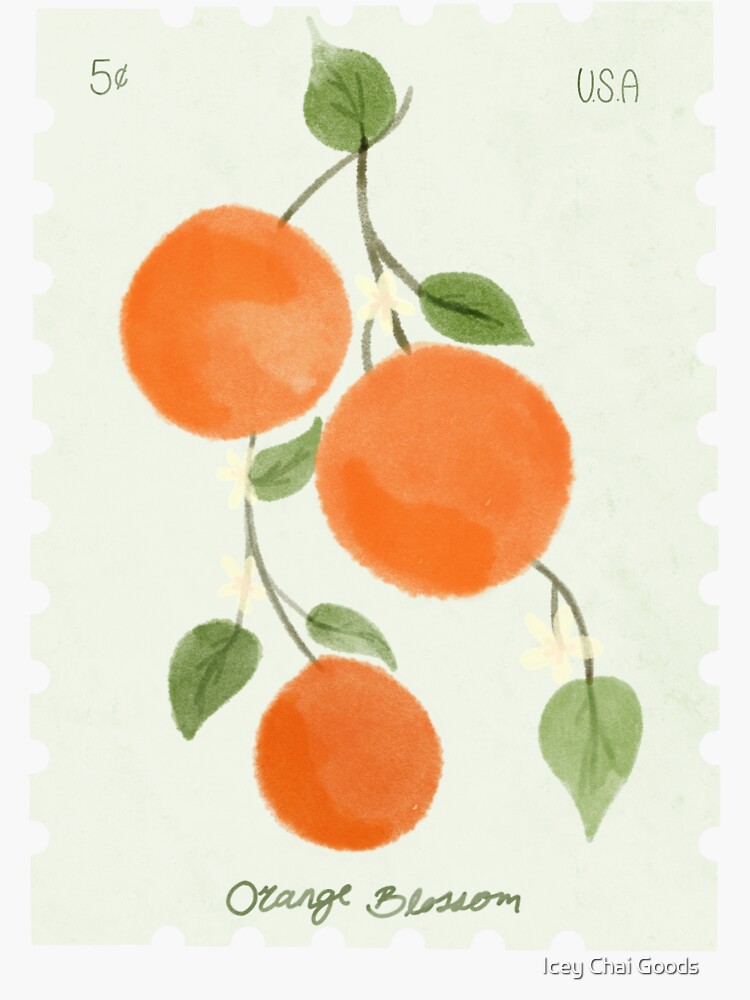 "Orange Stamp" Sticker for Sale by LiziLaurel | Redbubble