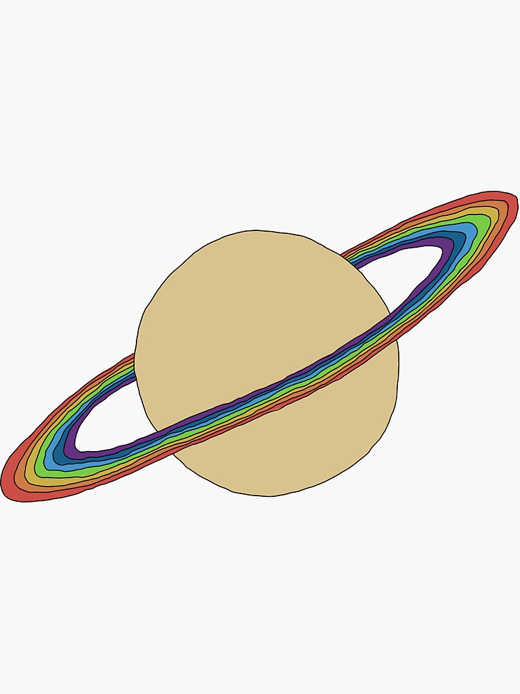 "Rainbow ringed Saturn" Sticker for Sale by MaunaLoa77 | Redbubble