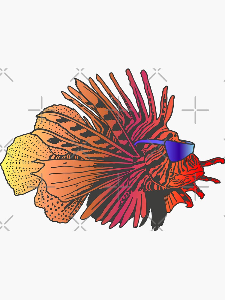 "Orange and Pink Surfer Gradient Zebrafish" Sticker by BartlettArt ...