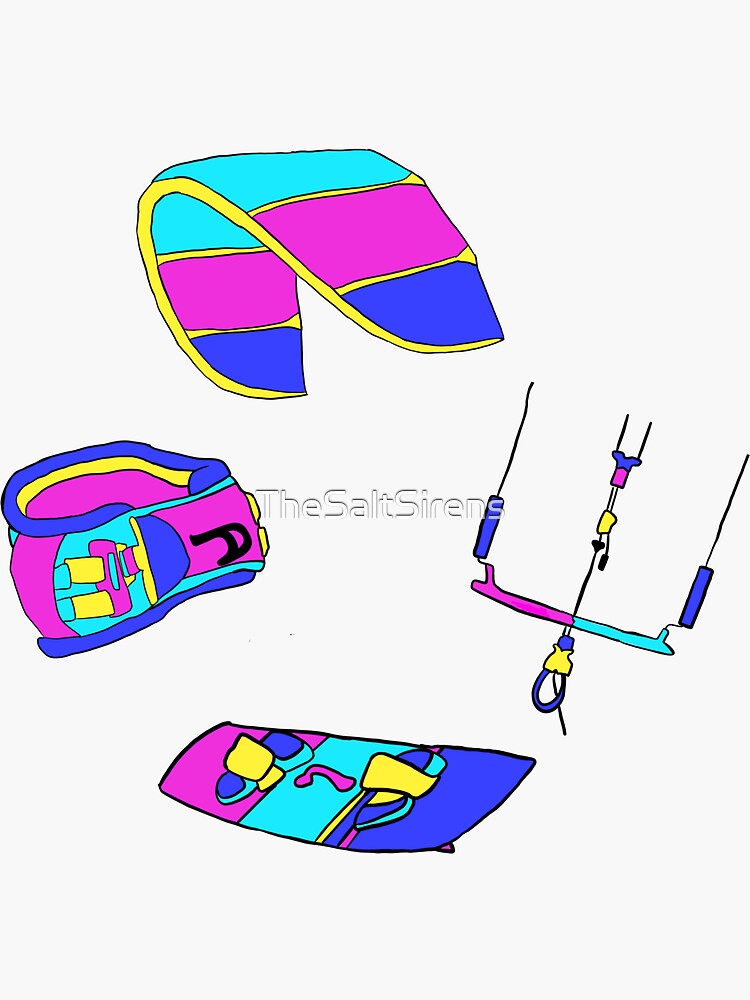 "Kitesurf Kiteboard Gear " Sticker for Sale by TheSaltSirens | Redbubble