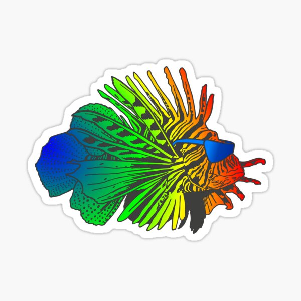 "Rainbow Pride Exotic Tropical Lionfish" Sticker by BartlettArt | Redbubble