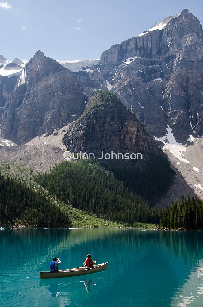 "Canoeing On Moraine Lake, Alberta" by Quinn Johnson | Redbubble