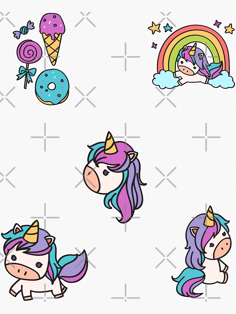 "Kawaii cute unicorn sticker pack " Sticker by cathelkav | Redbubble