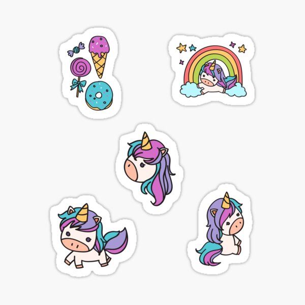 "Kawaii cute unicorn sticker pack " Sticker by cathelkav | Redbubble