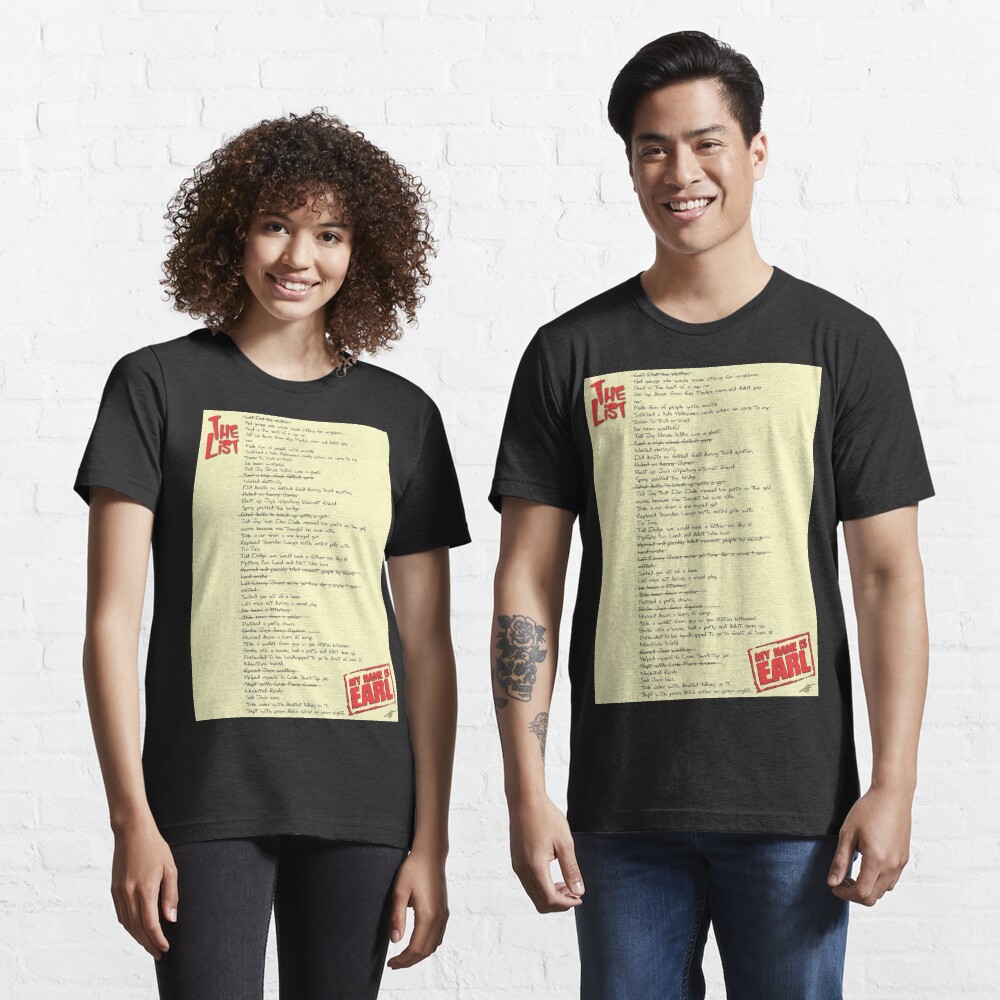 "My Name Is Earl - The List" T-shirt for Sale by D-AF-T | Redbubble