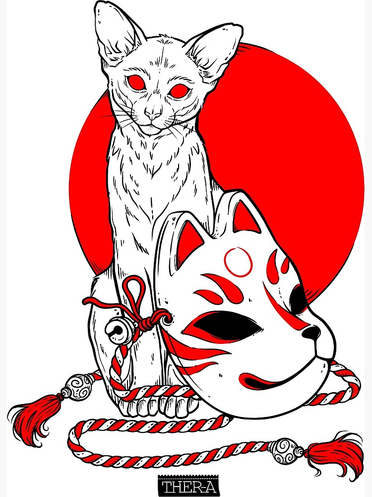 "Kitsune cat" Poster for Sale by THER-A | Redbubble