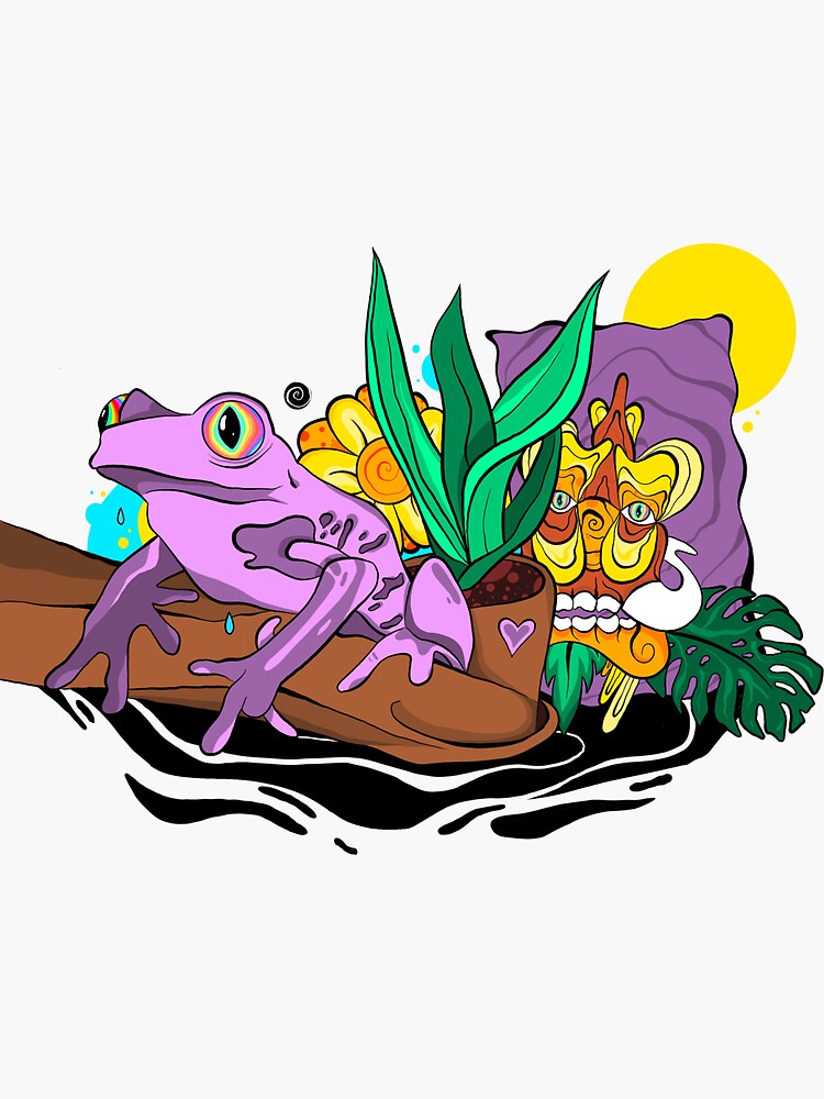 "Trippy Froggy Friend" Sticker for Sale by kaspersart | Redbubble