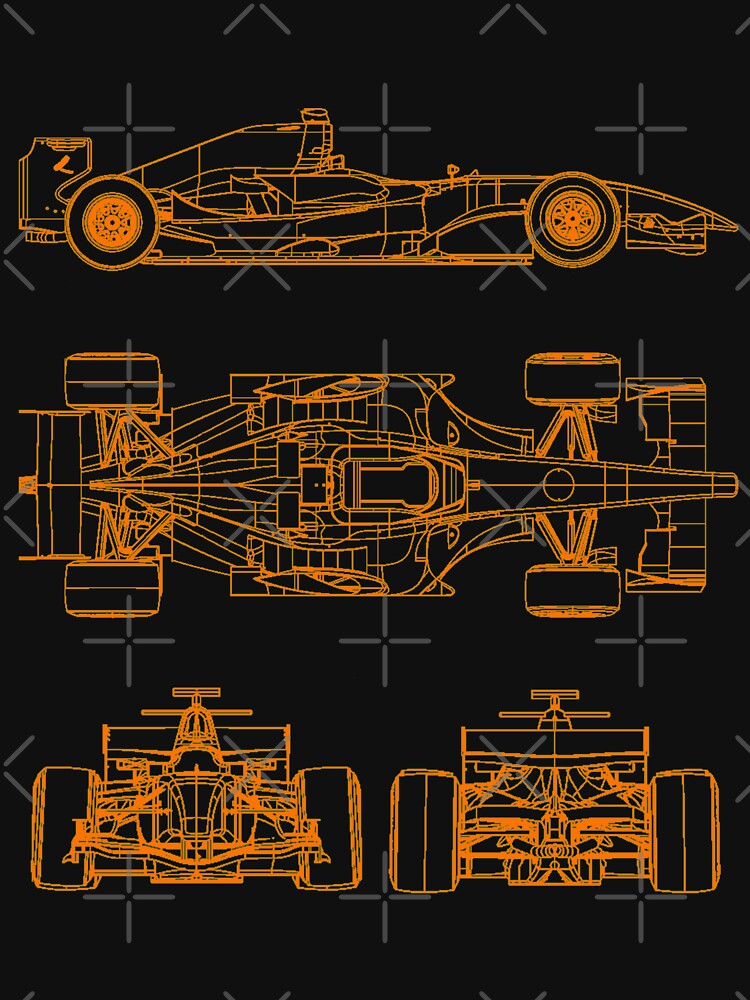 "Racing car blueprint project orange norris" T-shirt for Sale by ...