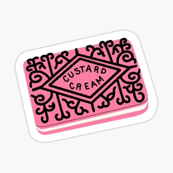 "Pink Custard Cream Biscuit" Sticker for Sale by drawnbykayleigh ...