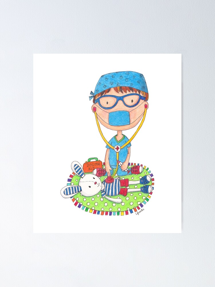 "Doctor / Vet Caring For Toy Bunny Rabbit" Poster for Sale by ...