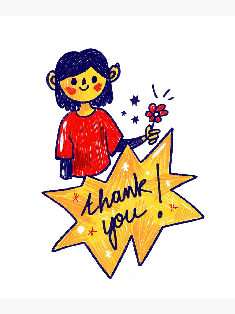 ""Thank you" - girl with flowers" Sticker for Sale by giugiu00 | Redbubble