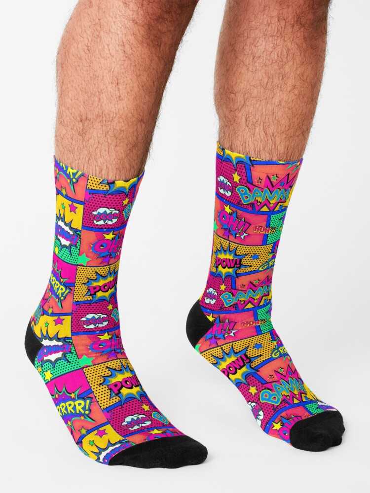 "Colorful Comic Book Panels" Socks for Sale by Alondra | Redbubble