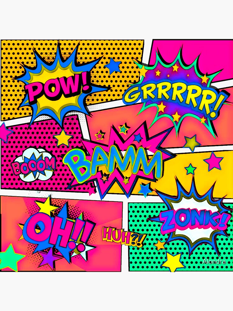 "Colorful Comic Book Panels" Sticker for Sale by Alondra | Redbubble