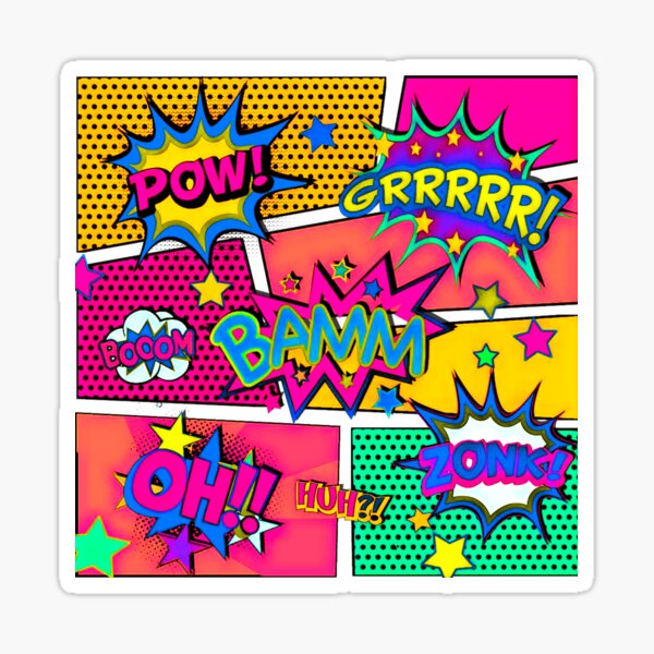 "Colorful Comic Book Panels" Sticker for Sale by Alondra | Redbubble