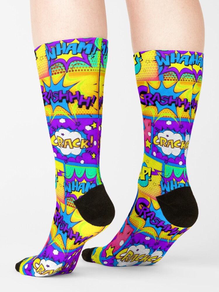 "Colorful Comic Book Panels" Socks by Alondra | Redbubble