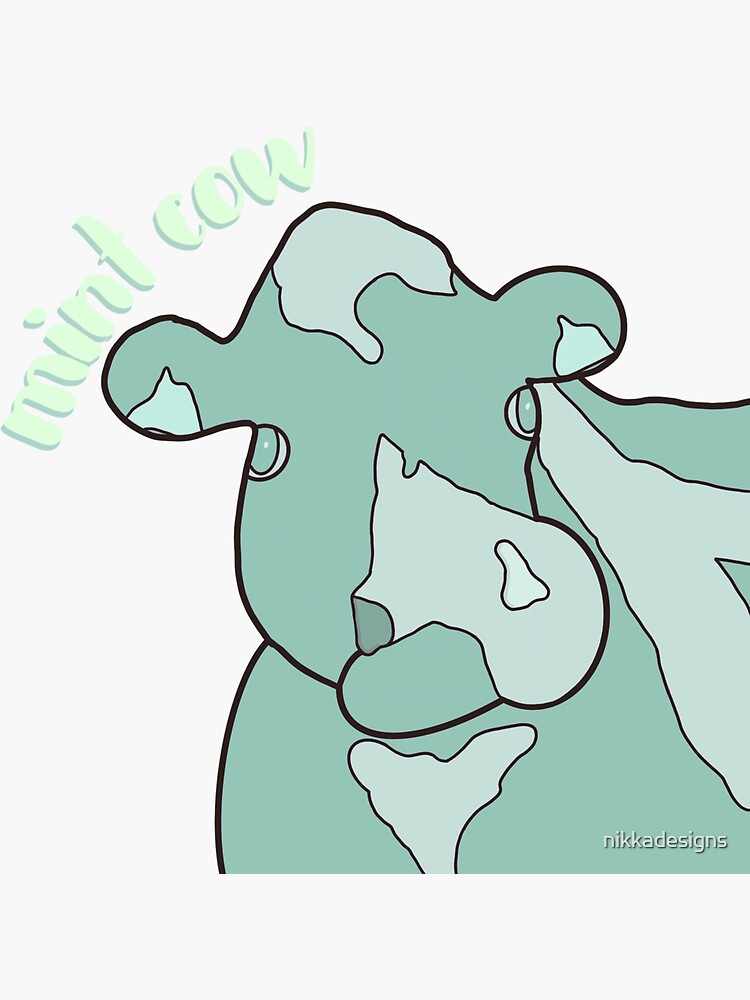 "Mint Cow Design - Ice Cream Flavored Cows" Sticker by nikkadesigns ...