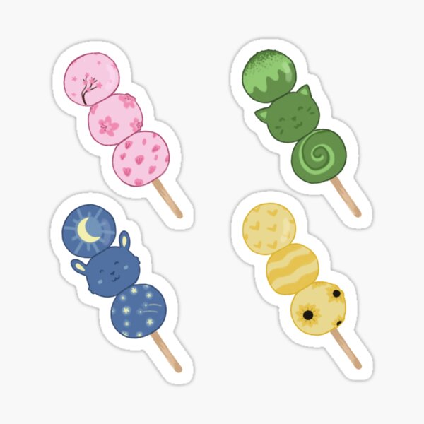"Colorful Dango Pack" Sticker by isaflora | Redbubble
