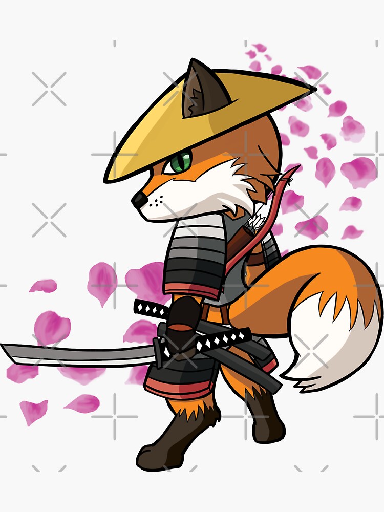 "Copy of Fox Samurai with Blossoms" Sticker for Sale by JynnxeDesign ...