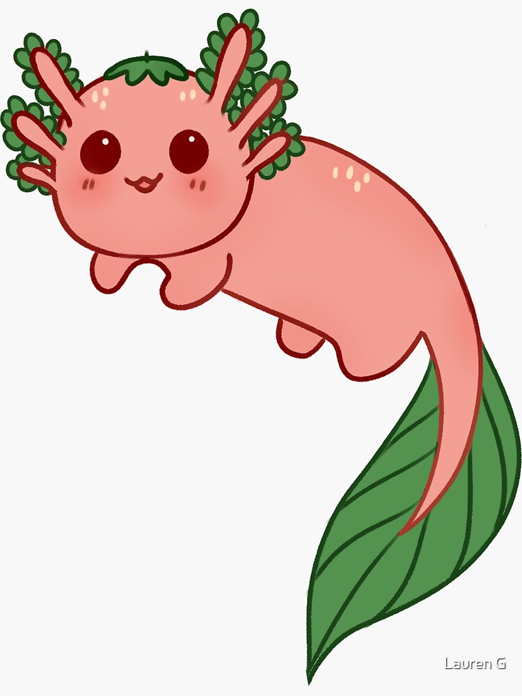 "strawberry axolotl" Sticker for Sale by linyue | Redbubble
