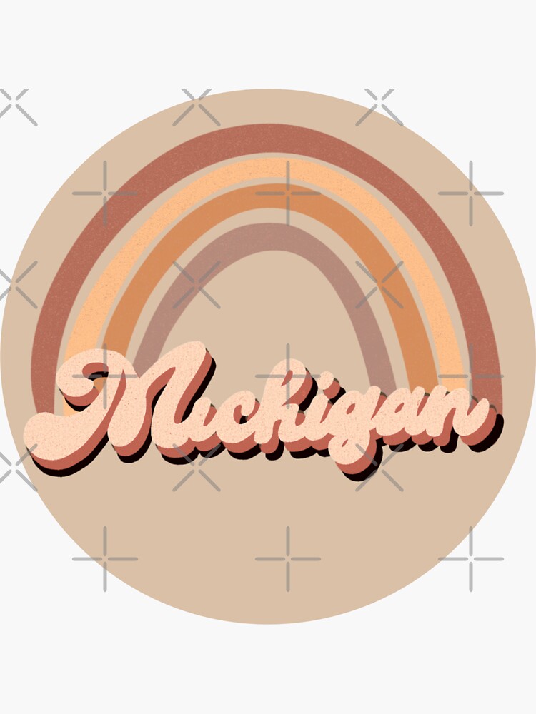 "retro michigan rainbow ?" Sticker for Sale by lavender-skyes | Redbubble