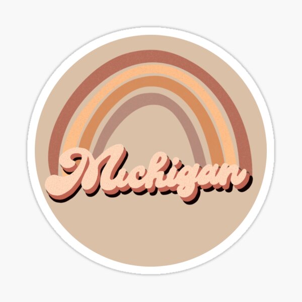 "retro michigan rainbow ?" Sticker for Sale by lavender-skyes | Redbubble