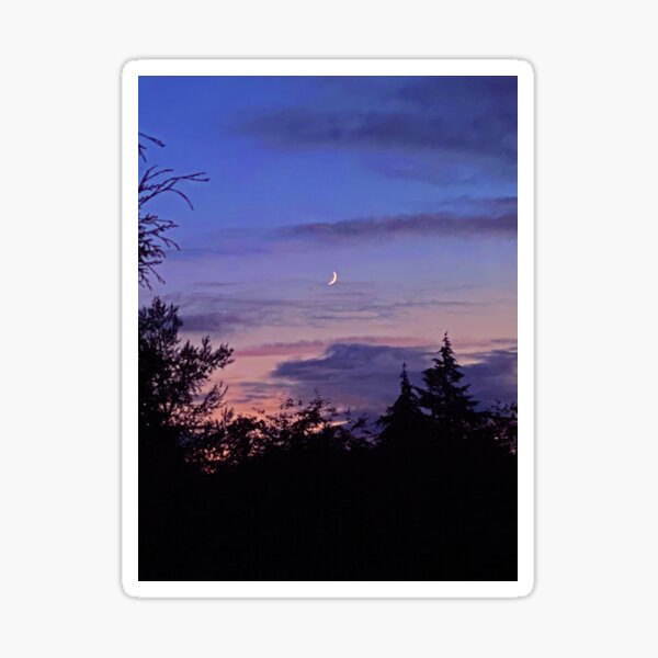 "Pink Blue Gradient Moon" Sticker by likovacs | Redbubble