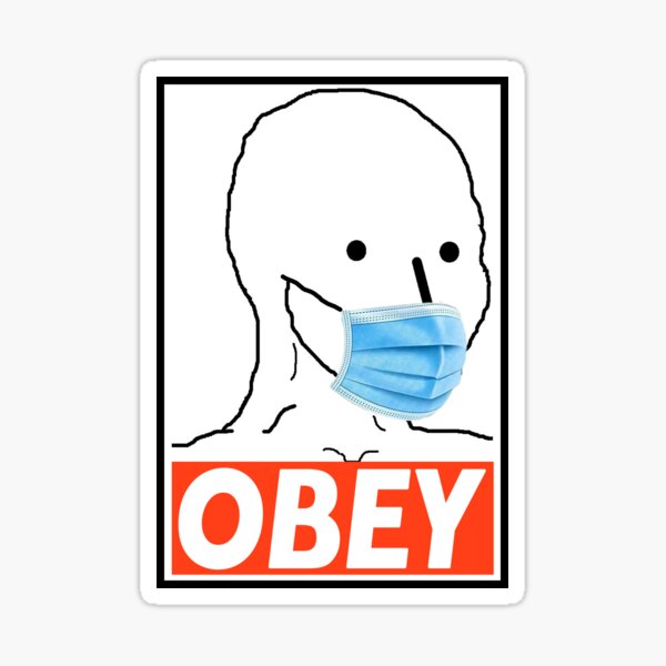 "Funny NPC Obey Coronavirus Mask" Sticker by MattInterrupted | Redbubble