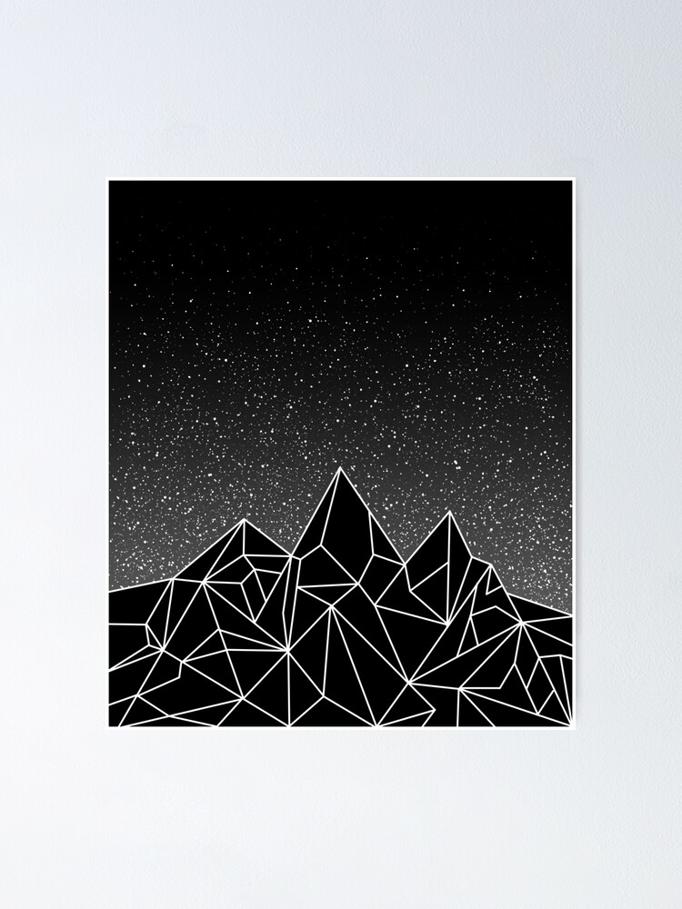 "Geometric Mountains Starry Night " Poster for Sale by pooja-paints ...