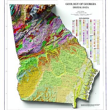 "1976 Geological map of Georgia digitally-rendered" Art Board Print for ...