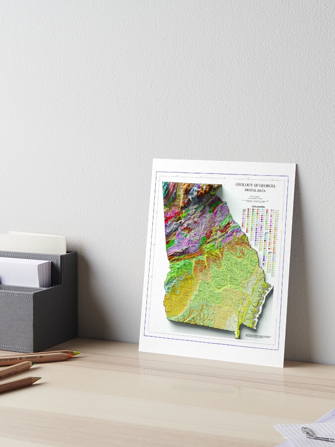 "1976 Geological map of Georgia digitally-rendered" Art Board Print for ...