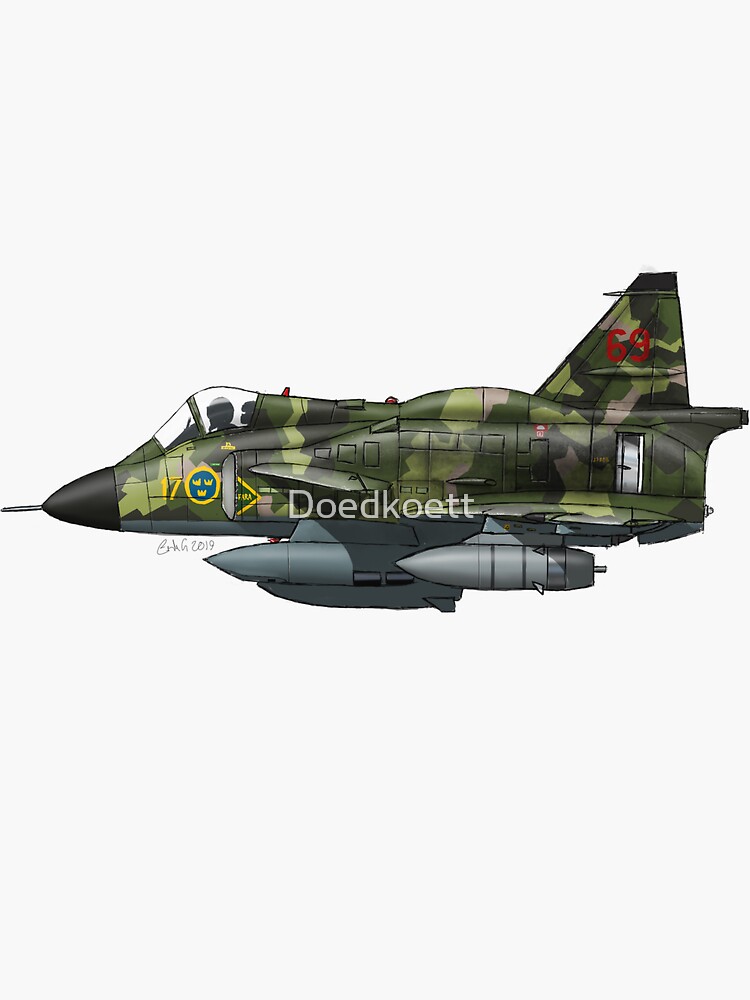 "The SAAB SH 37 Viggen" Sticker for Sale by Doedkoett | Redbubble