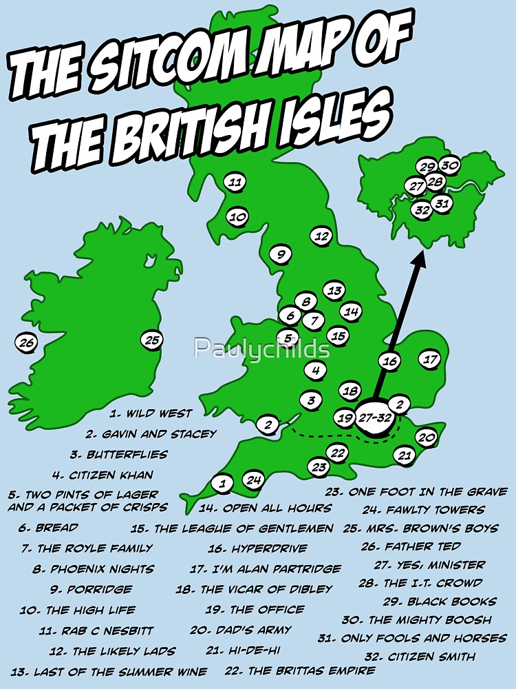 "The Sitcom Map of the British Isles" Essential T-Shirt for Sale by ...