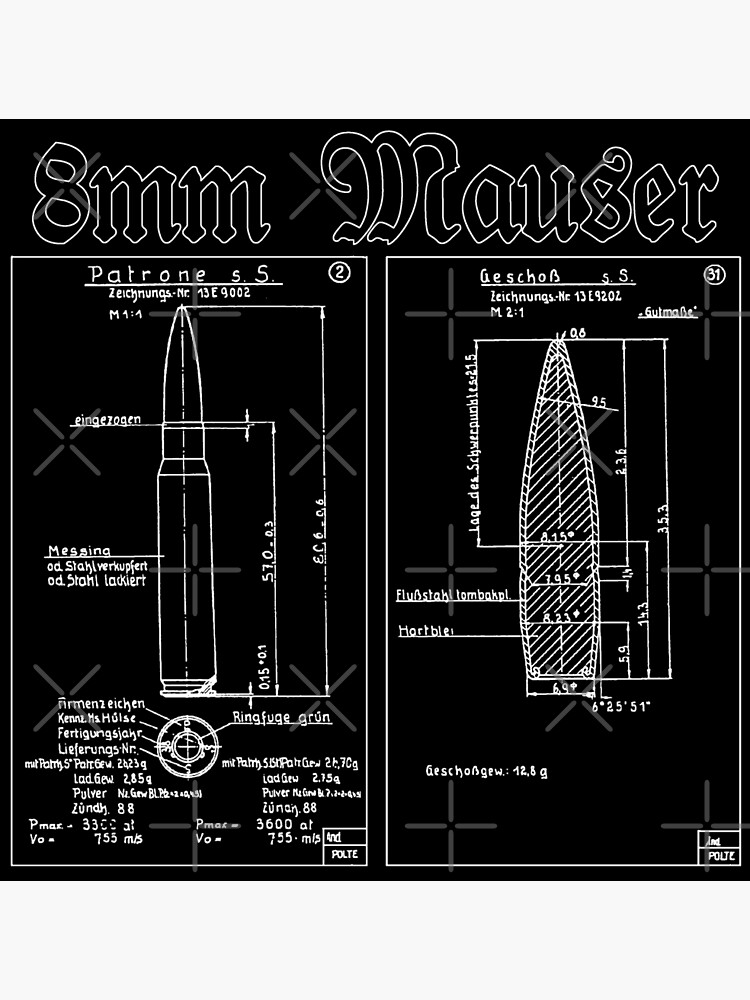 "8mm Mauser Cartridge and Bullet" Art Print for Sale by Heljarman ...