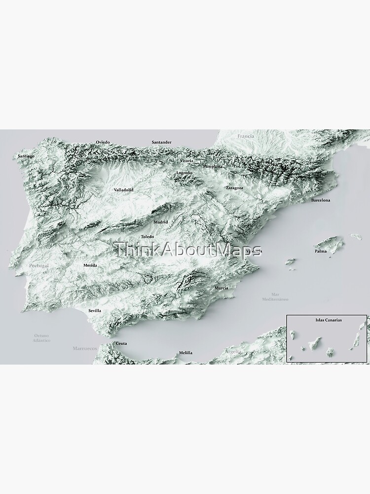 3D Spain and Iberian Peninsula map digitally-rendered Premium Matte ...