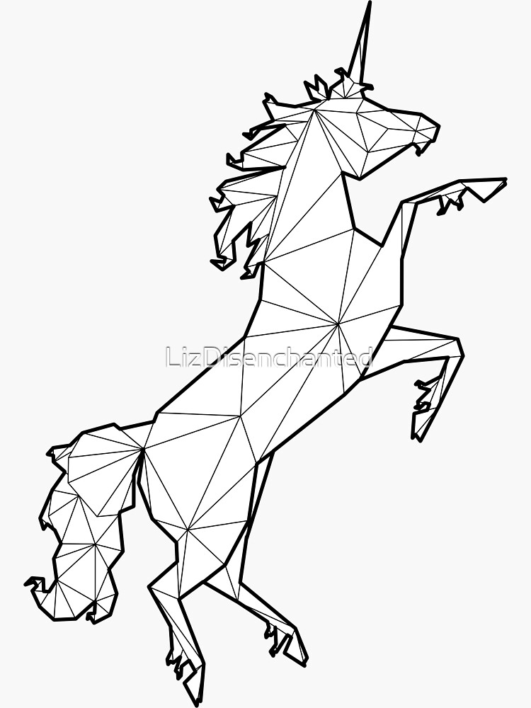 "Geometric Unicorn Black outline" Sticker for Sale by LizDisenchanted ...