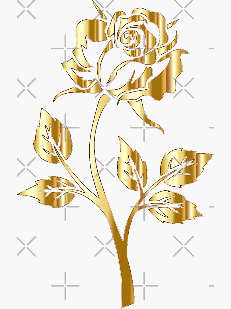 "Shiny Golden metalic Rose" Sticker for Sale by shaggydawgg | Redbubble