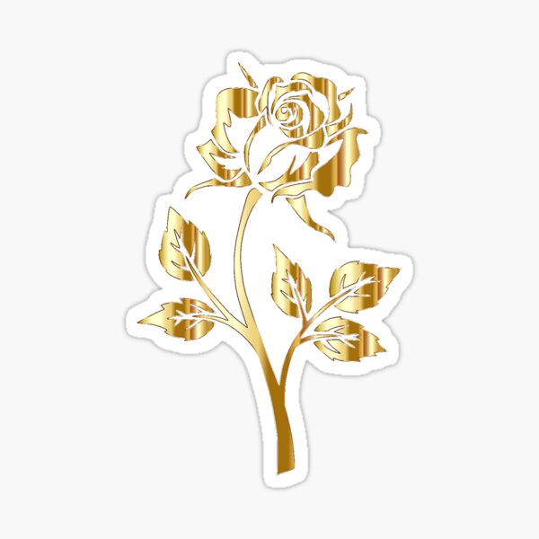 "Shiny Golden metalic Rose" Sticker for Sale by shaggydawgg | Redbubble