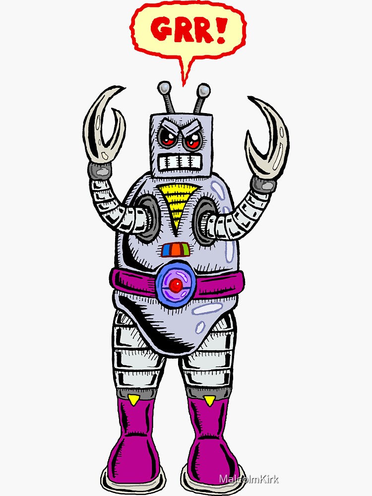 "Angry Robot" Sticker by MalcolmKirk | Redbubble