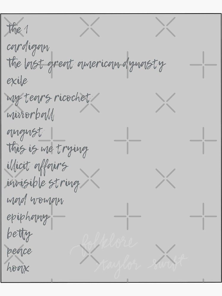 "folklore set list sticker taylor swift " Sticker for Sale by ...