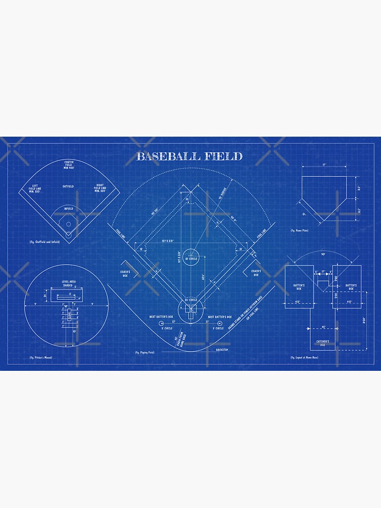 "Baseball Field (Blueprint) - English" Sticker for Sale by BGALAXY ...