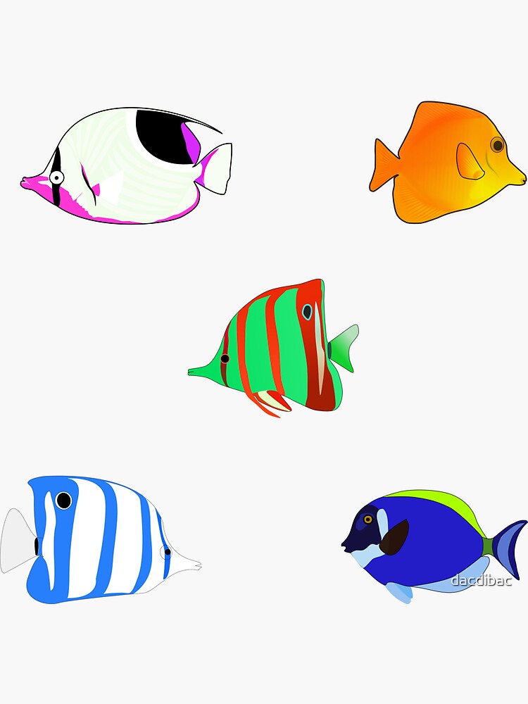 "Tropical Fish Pack" Sticker for Sale by dacdibac | Redbubble