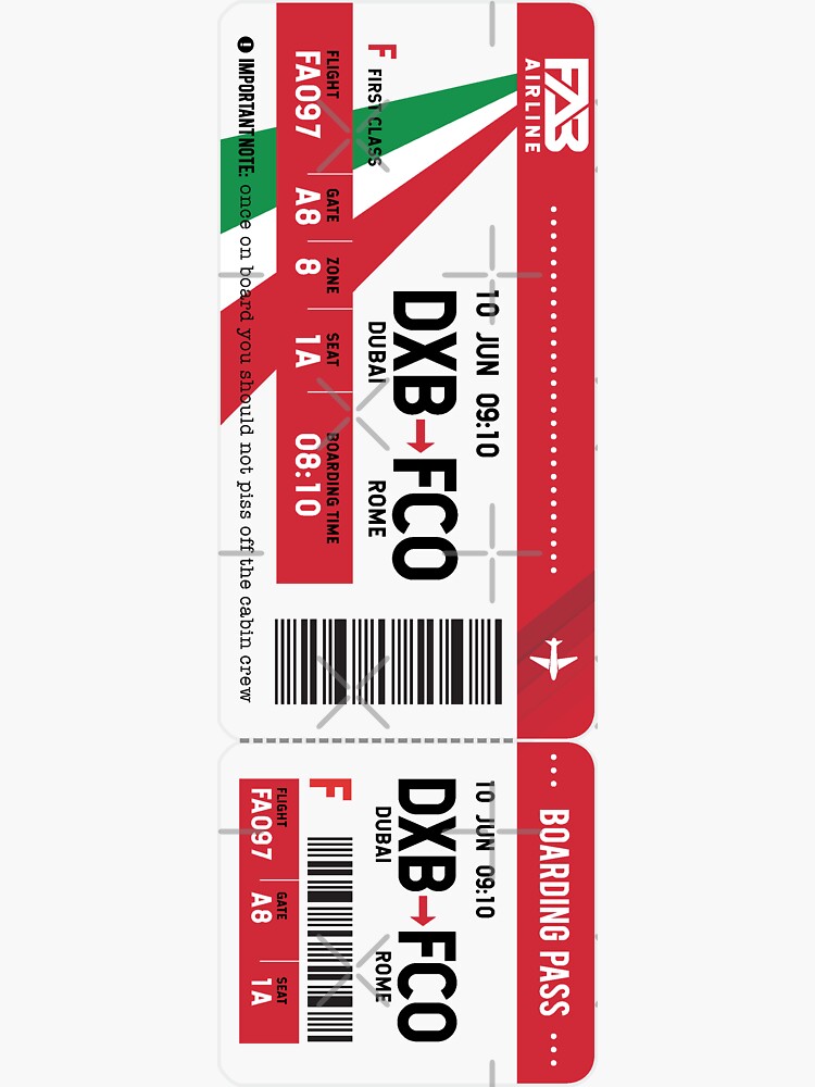 "DXB-FCO Fly Fab" Sticker for Sale by graziellostesso | Redbubble