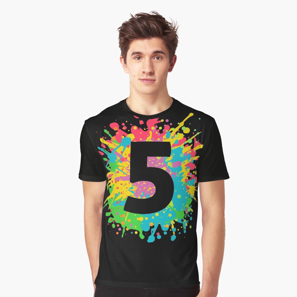 "5th birthday for kids, girls, boys, number 5 in paint splashes, team ...