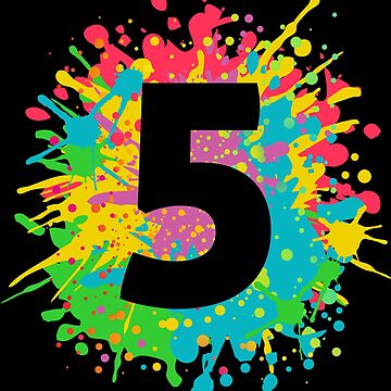 "5th birthday for kids, girls, boys, number 5 in paint splashes, team ...